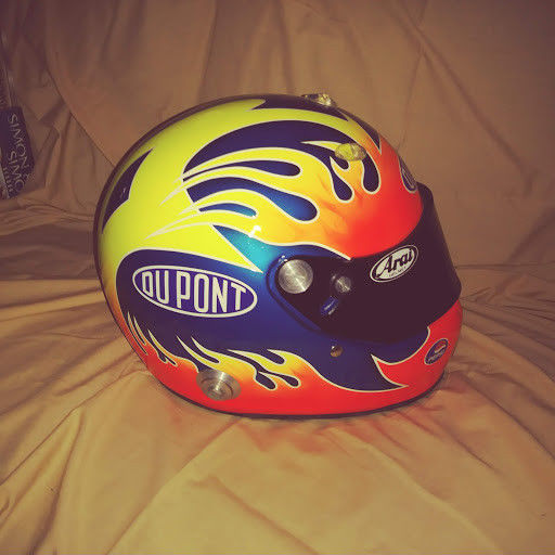 NASCAR JEFF GORDON ARAI DUPONT PEPSI HELMET WITH HANS - Race Used 360