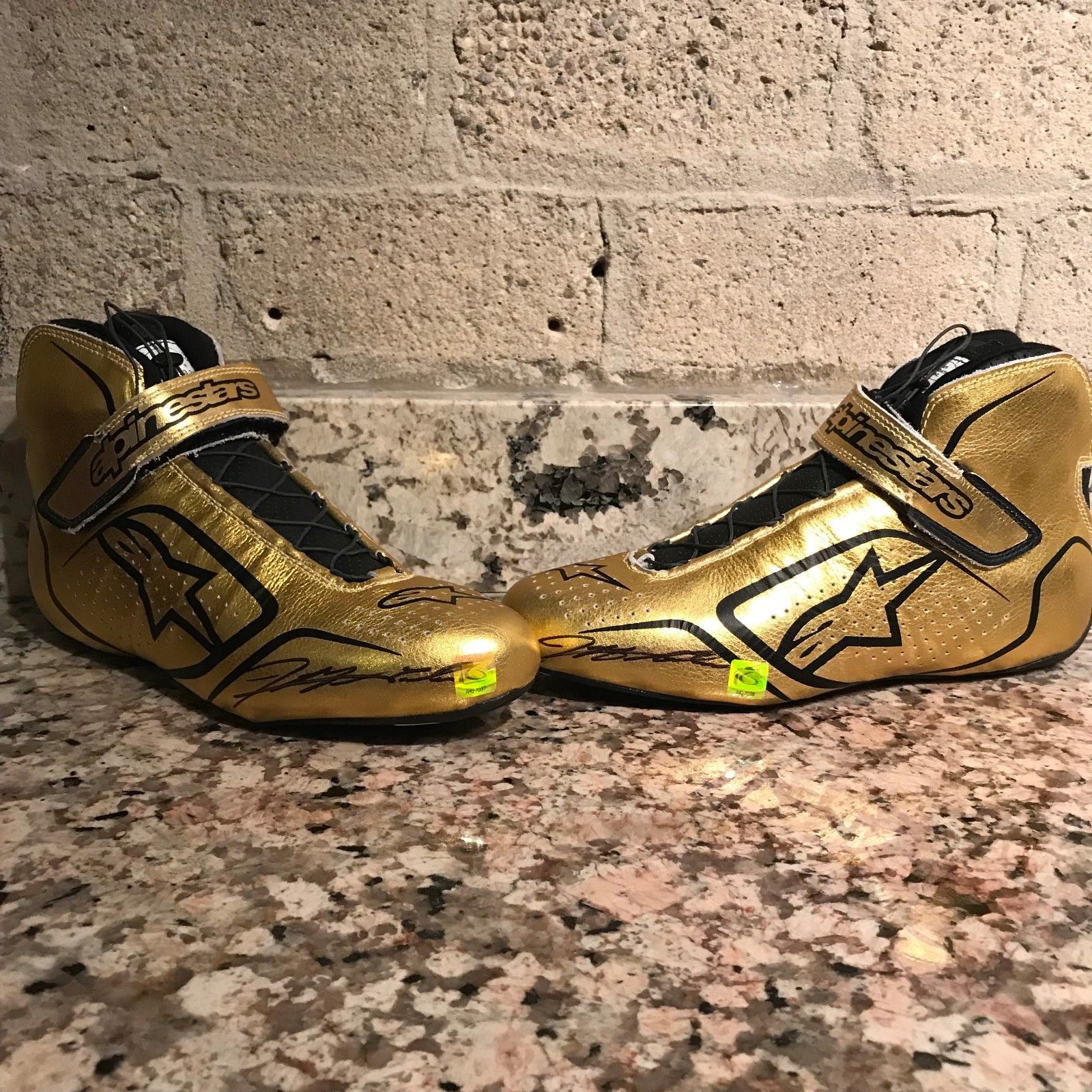 Autographed Jeff Gordon Gold Racing Shoes - For Richmond 2016 NASCAR ...
