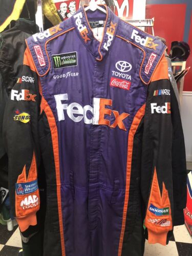 Denny Hamlin Fedex JGR Simpson SFI Nomex Nascar Race Used Worn Pit Crew ...