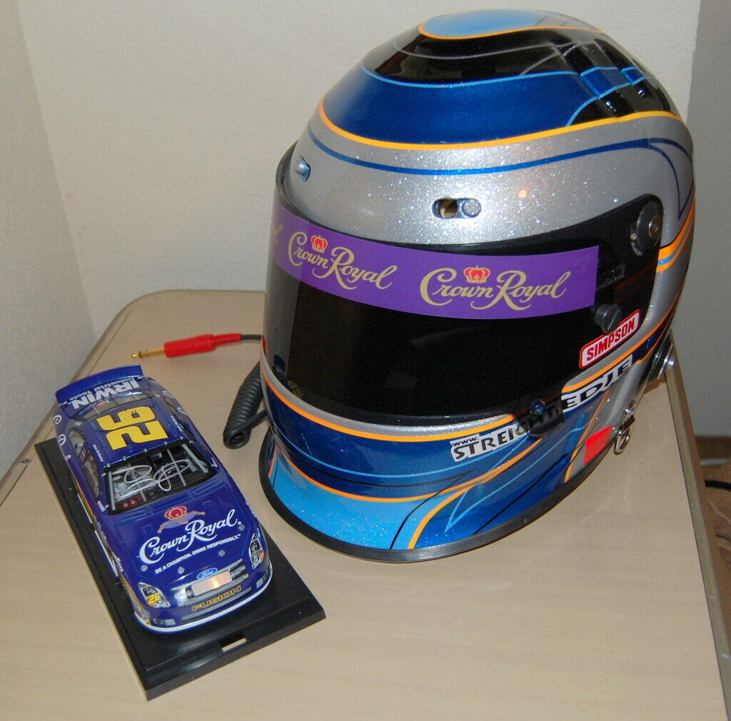 CROWN ROYAL FORD, SIMPSON RACE USED/WORN HELMET, RADIO, HANS,+1/24 ...