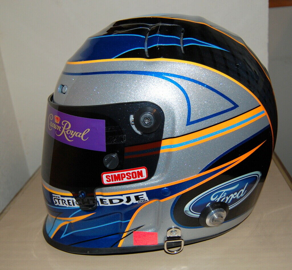 CROWN ROYAL FORD, SIMPSON RACE USED/WORN HELMET, RADIO, HANS,+1/24 ...