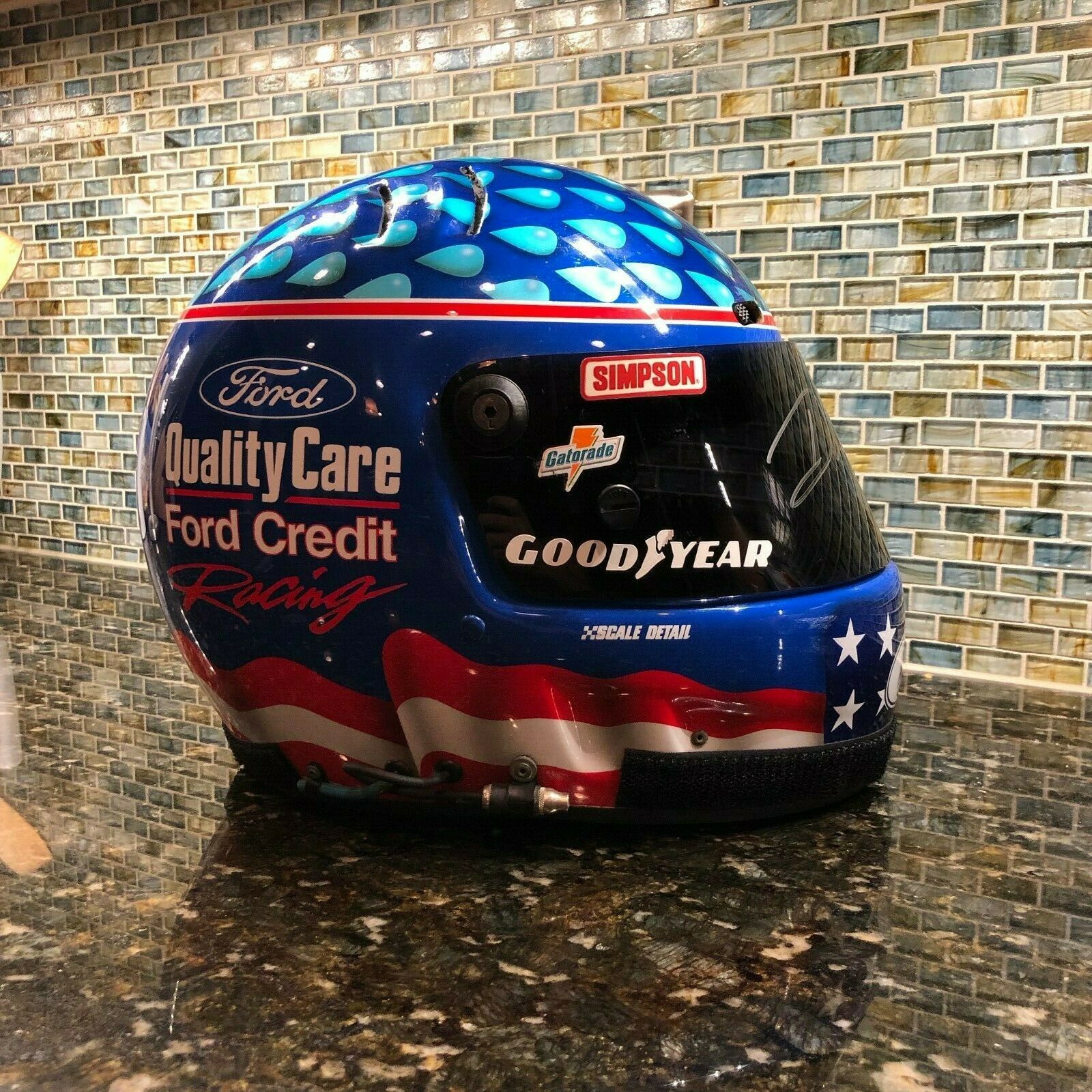 Dale Jarrett Race Used Worn Helmet 1997 Ford Quality Care NASCAR ...