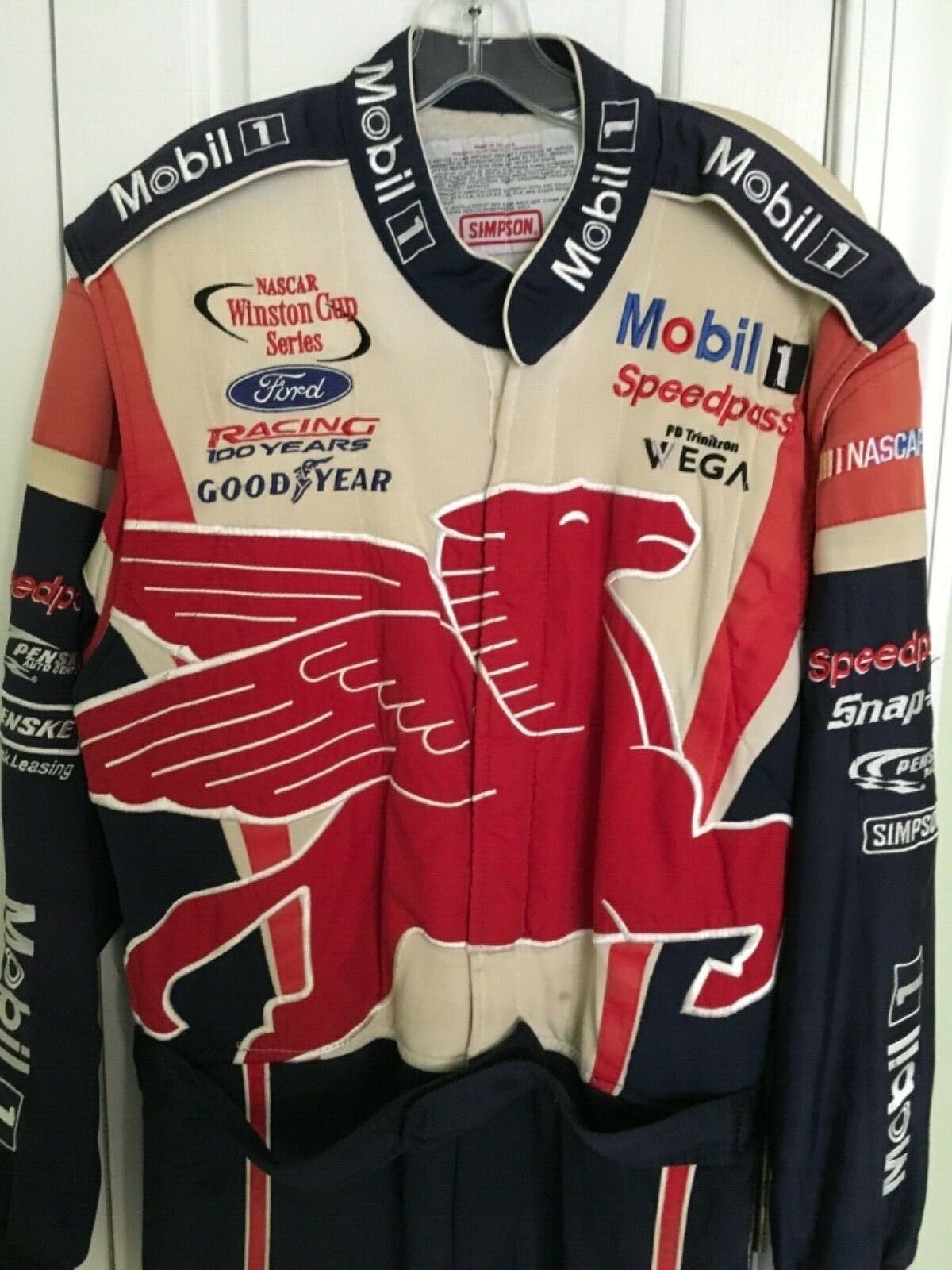 Nascar Winston Cup Race Used Pit Crew Firesuit Penske Racing Mobil 1 ...