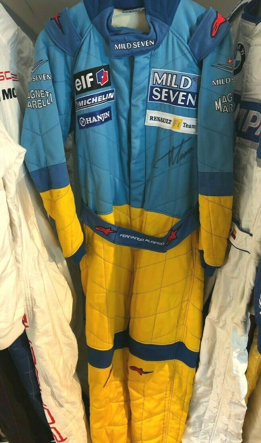 FERNANDO ALONSO, 2002 RENAULT F-1 ,SIGNED RACE WORN/USED DRIVERS SUIT ...