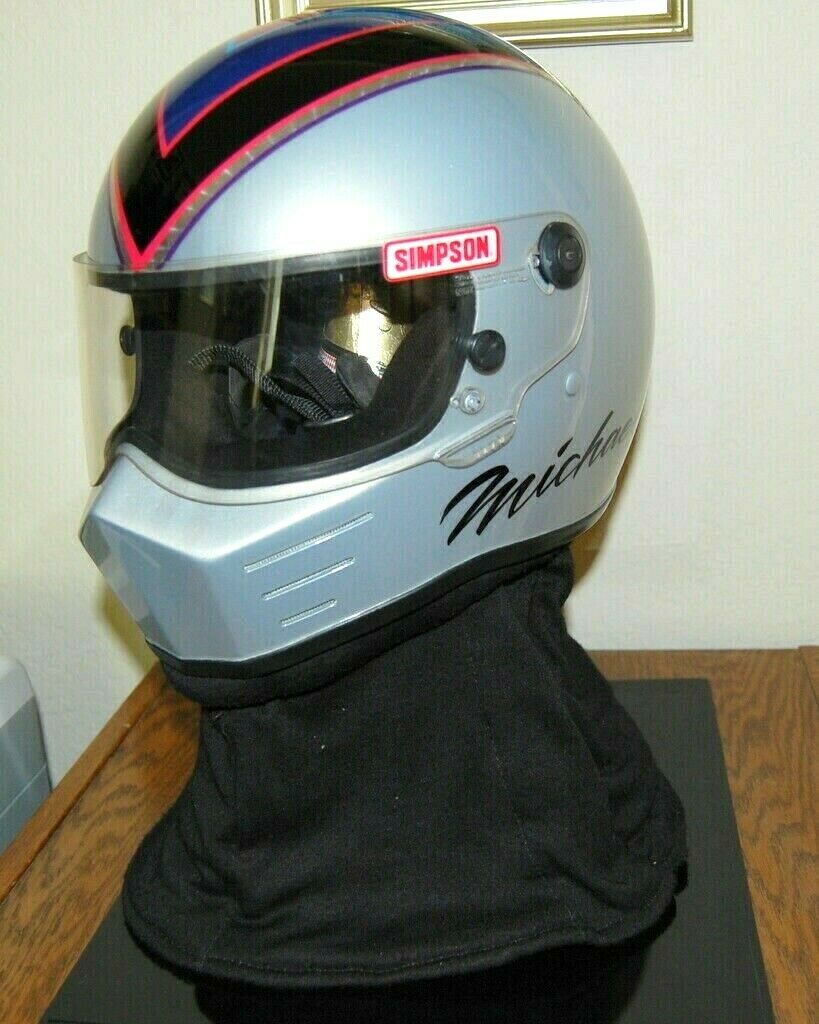 RACE USED/WORN SIMPSON B-4D ,MICHAEL IRWIN NHRA FUNNY CAR HELMET, WITH ...