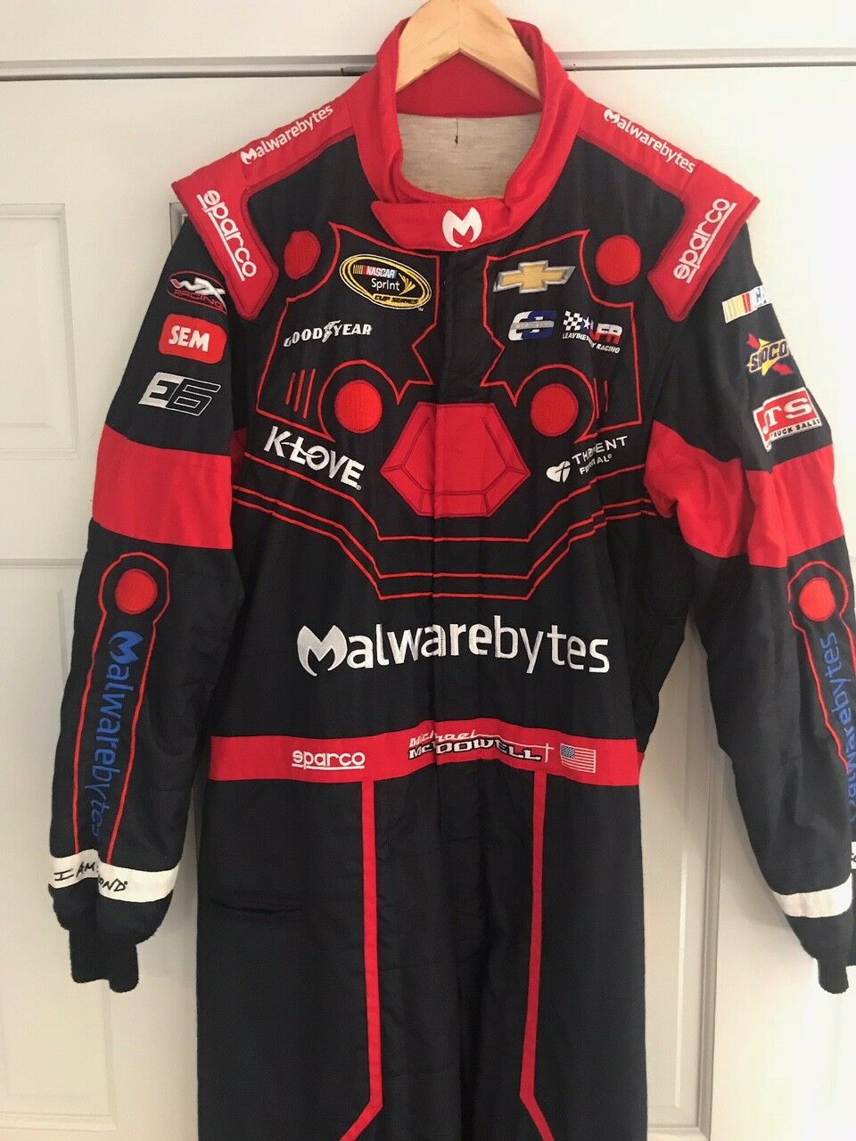 MICHAEL MCDOWELL, 2016 LEAVINE RACING, SPRINT CUP RACE USED/WORN ...